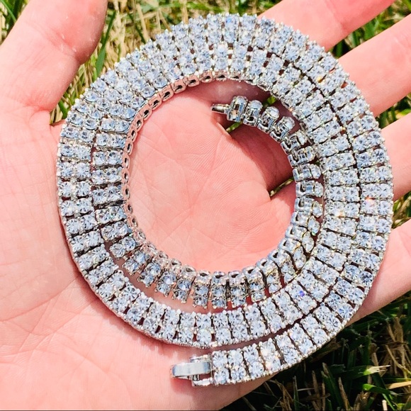 Accessories | White Gold Double Row Tennis Chain 1mm | Poshmark